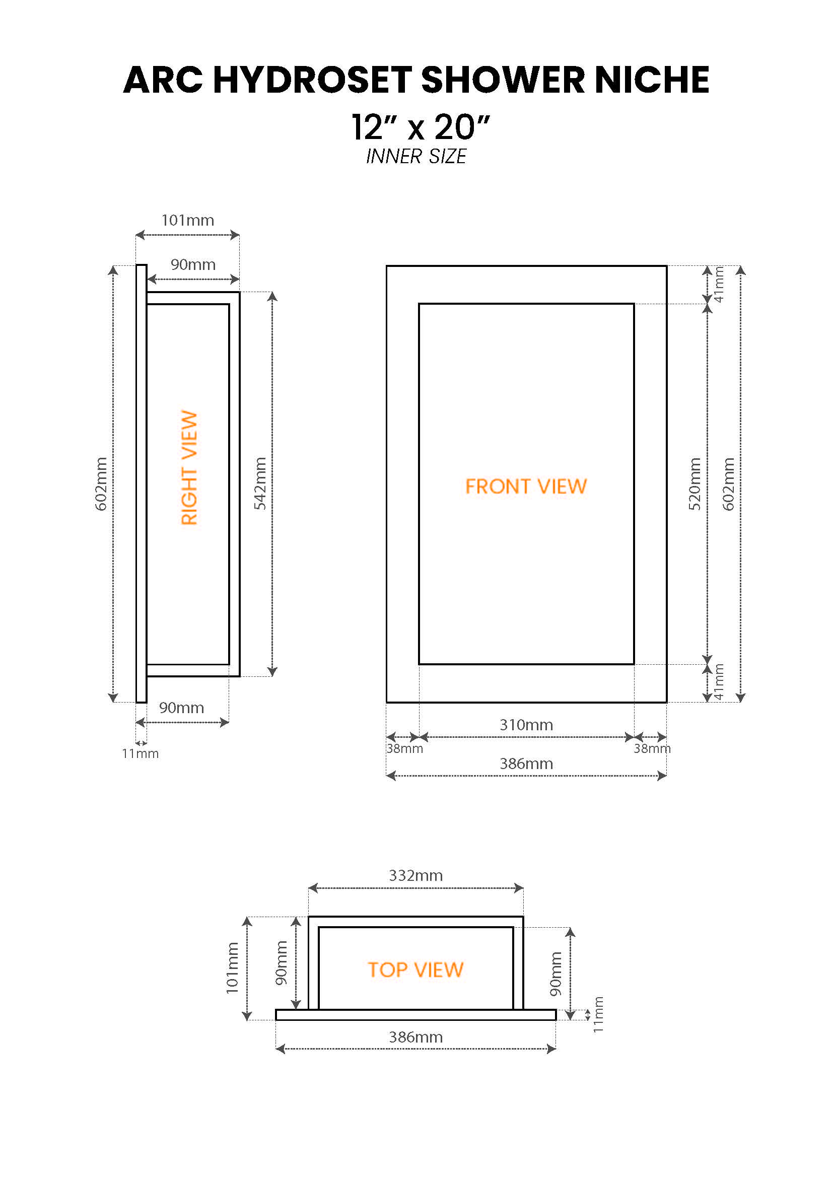 Hydroset Shower Niche – Arc Building Products